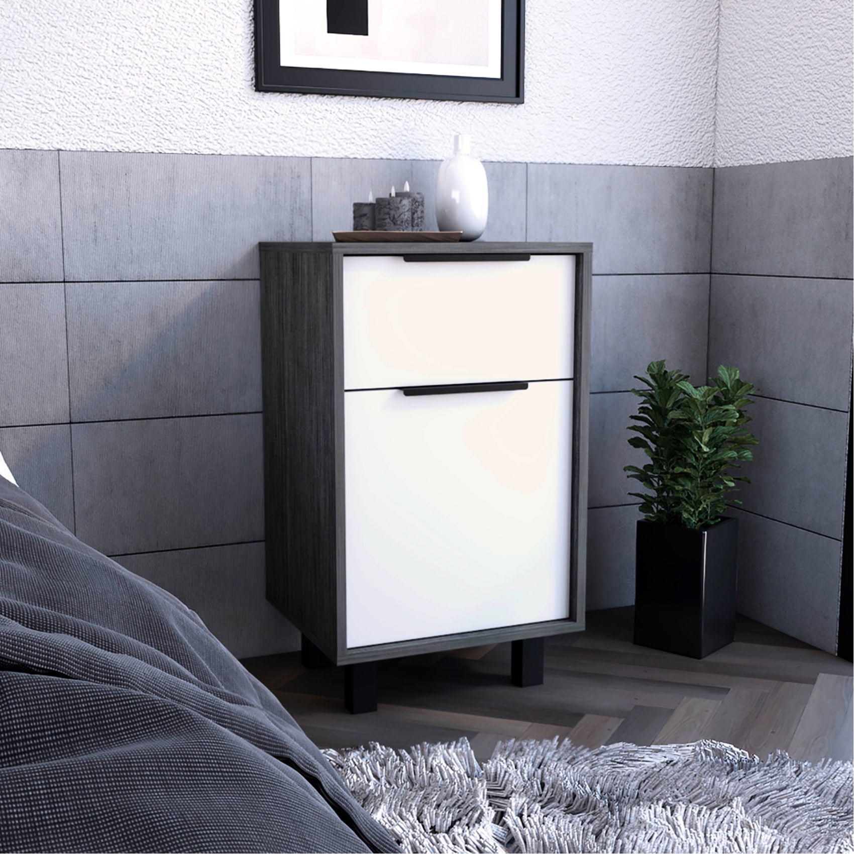 Bedroom Storage Solution - Nightstand with Cabinet for Storing Personal ...