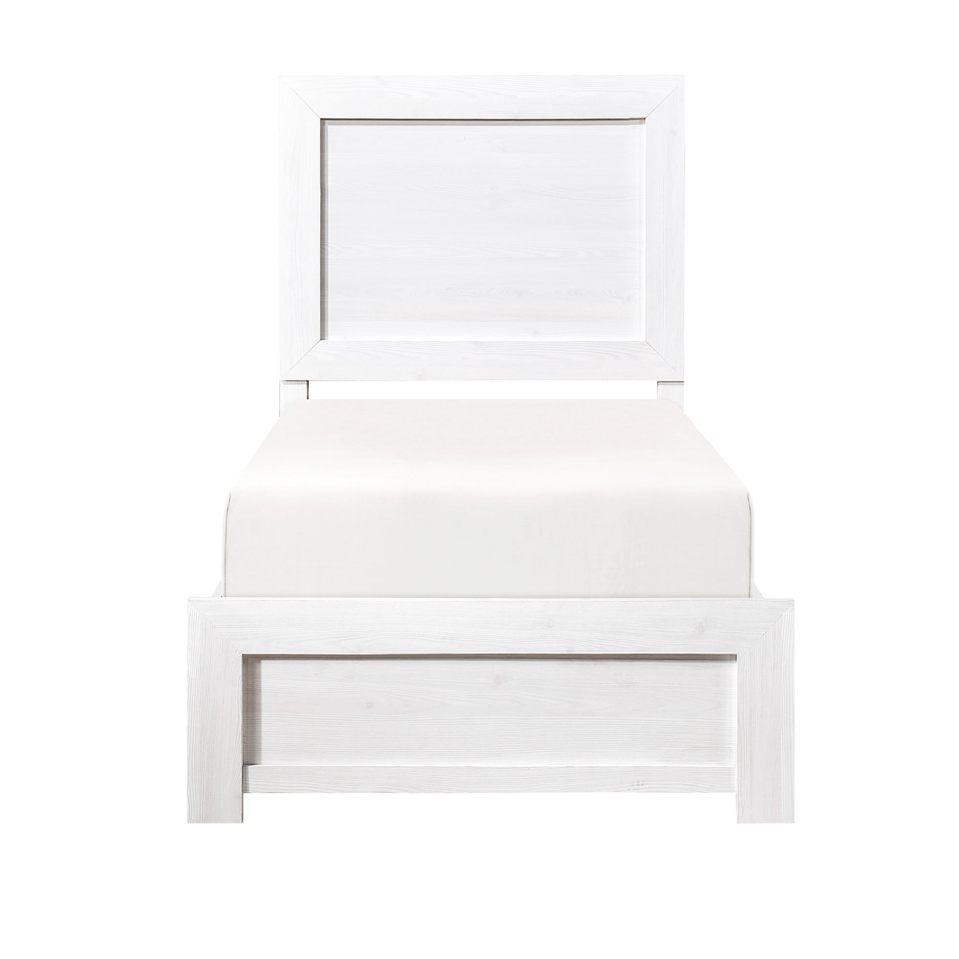 Bedroom Twin Size Wood Bed With White Veneer And Engineered Bottom ...