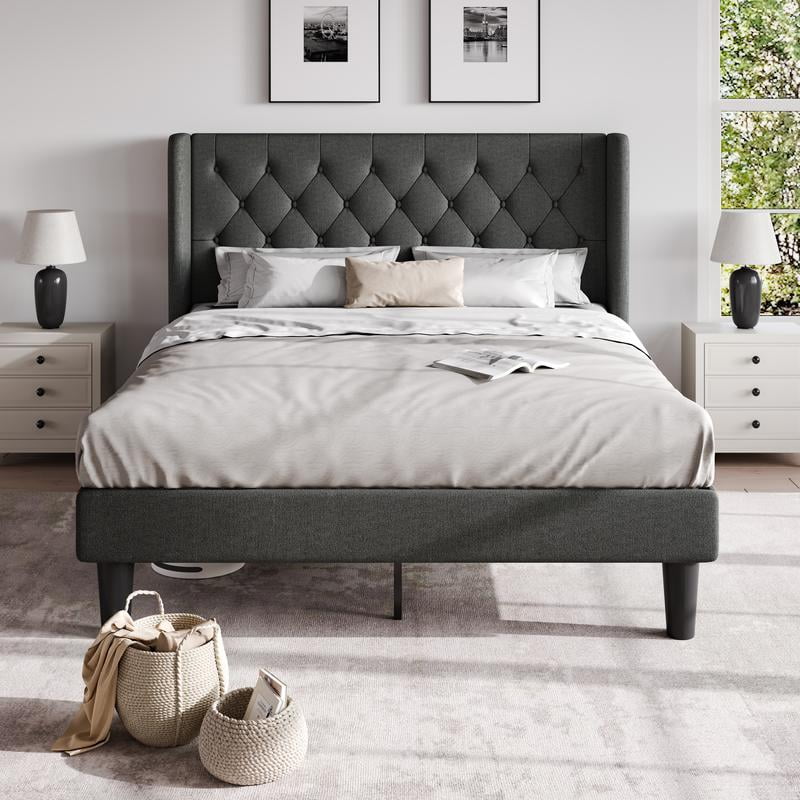 Bedroom Upholstered Platform Bed Frame Full/Queen/King Size with Button ...