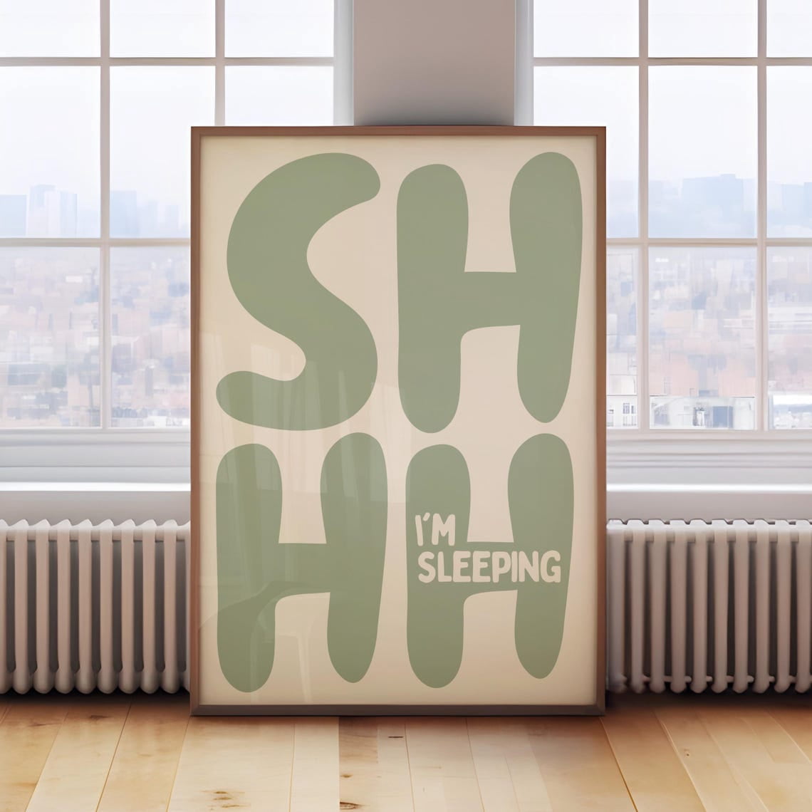 Bedroom Wall Art Shhh Im Sleeping Poster Retro Wall Art Sleeping Quote ...