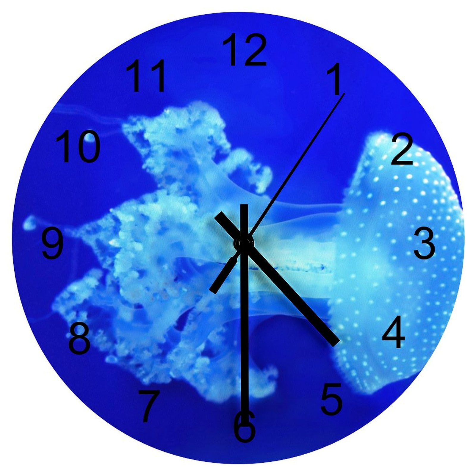 Bedroom Wall Clock Underwater world jelly Clocks 12 inch Silent Wooden ...