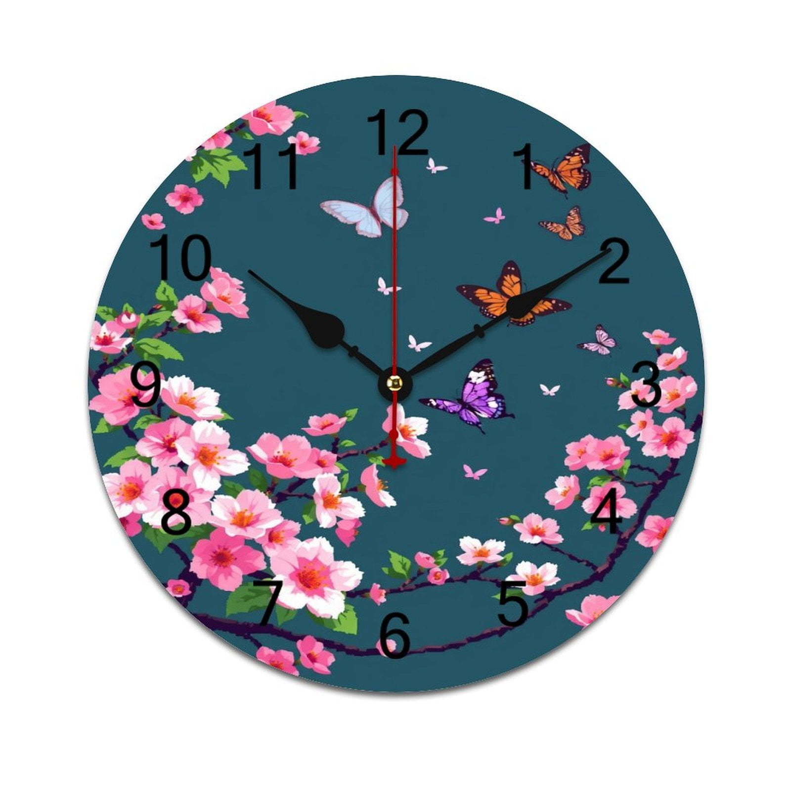 Bedroom Wall Clocks Blooming Flowers Butterflies Spring Living Room ...