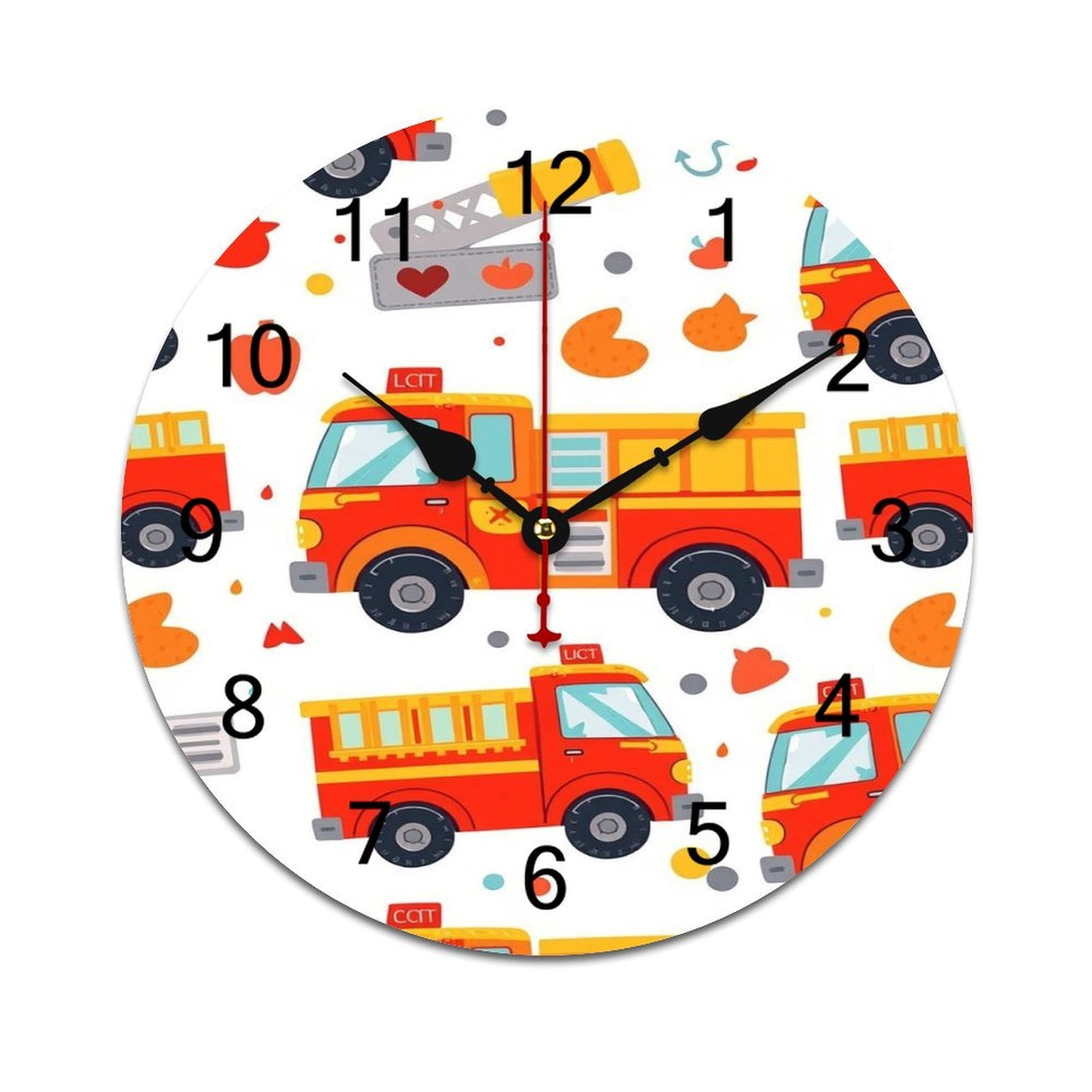 Bedroom Wall Clocks Firetruck Pattern Design Living Room Clocks ...
