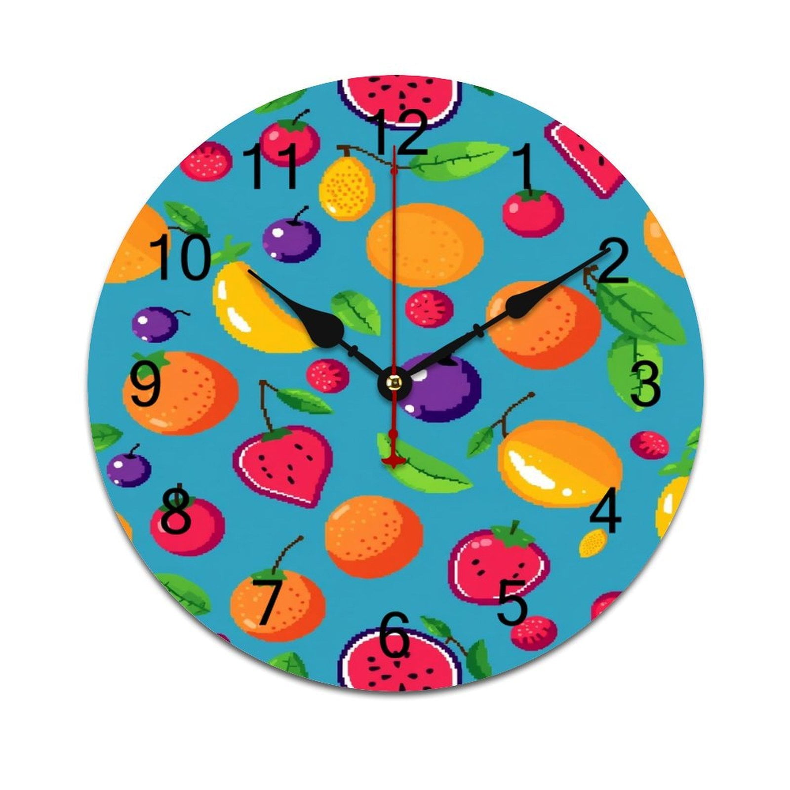 Bedroom Wall Clocks Fruit Pixel Pattern Living Room Clocks Ornaments ...