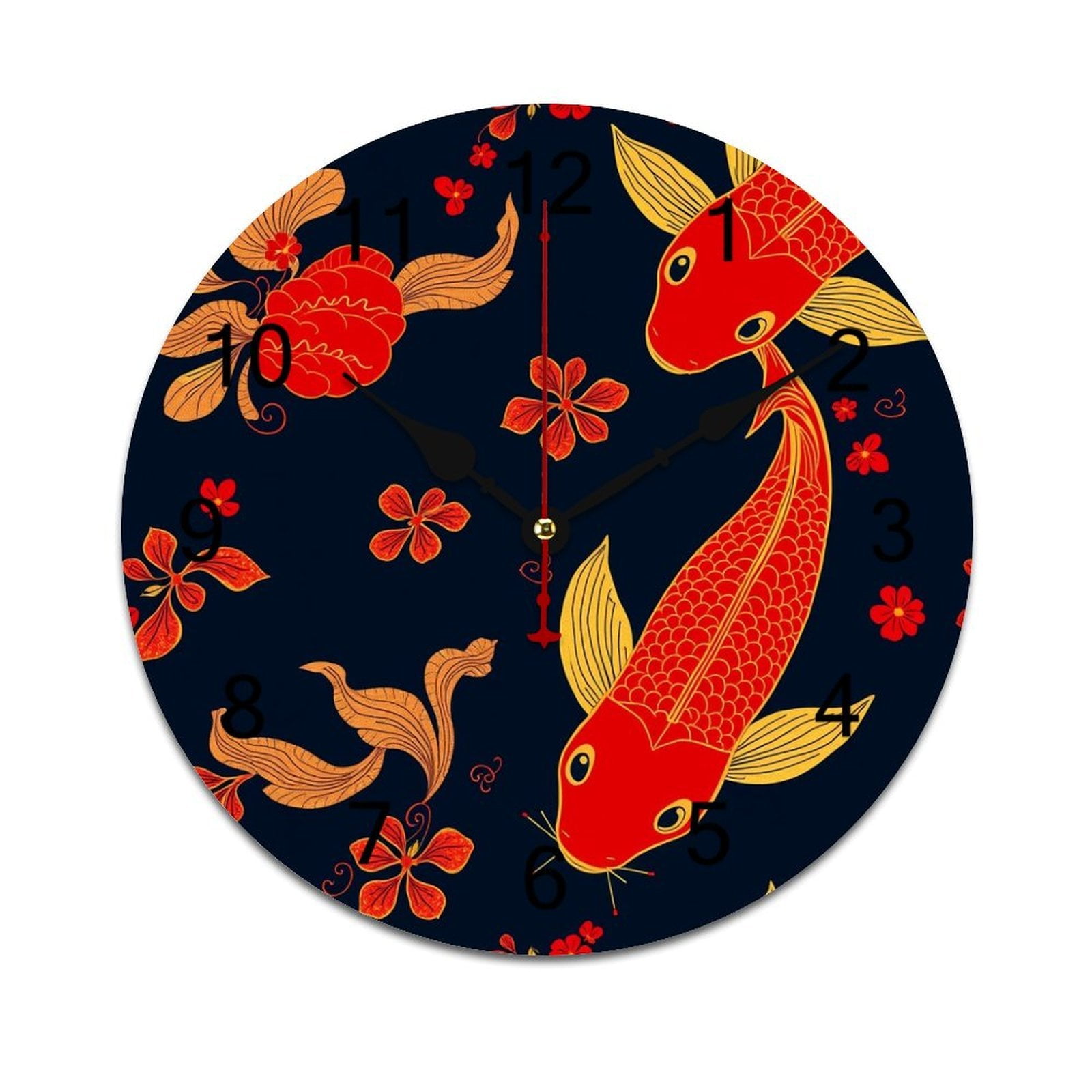 Bedroom Wall Clocks Koi Fish Floral Pattern Living Room Clocks ...