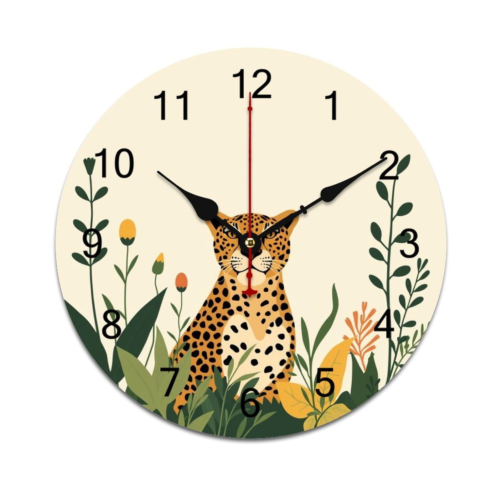 Bedroom Wall Clocks Leopard Jungle Flowers Living Room Clocks Ornaments ...