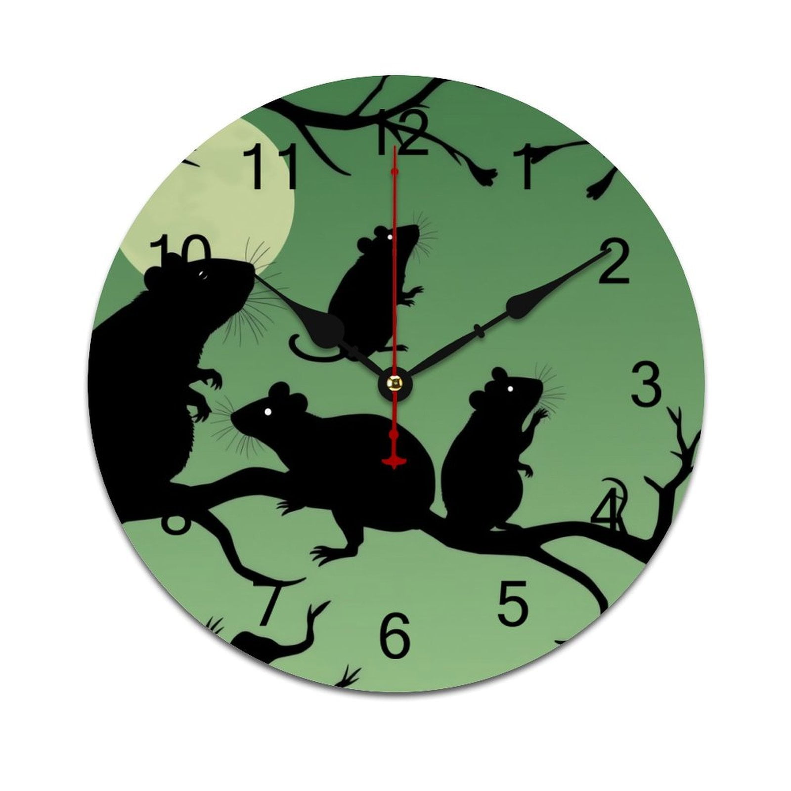 Bedroom Wall Clocks Rats Moonlit Tree Living Room Clocks Ornaments ...