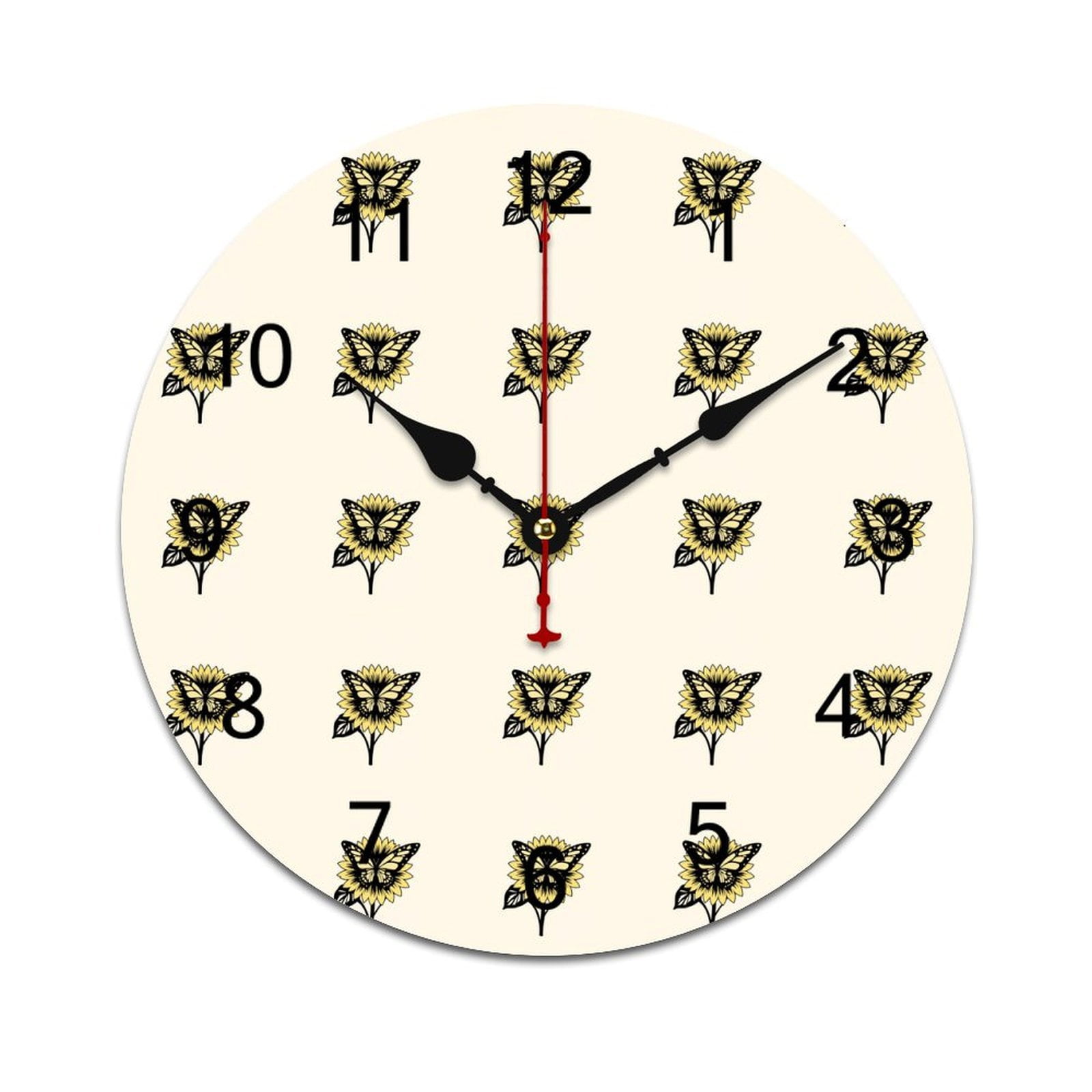 Bedroom Wall Clocks Sunflowers Butterflies Pattern Living Room Clocks ...