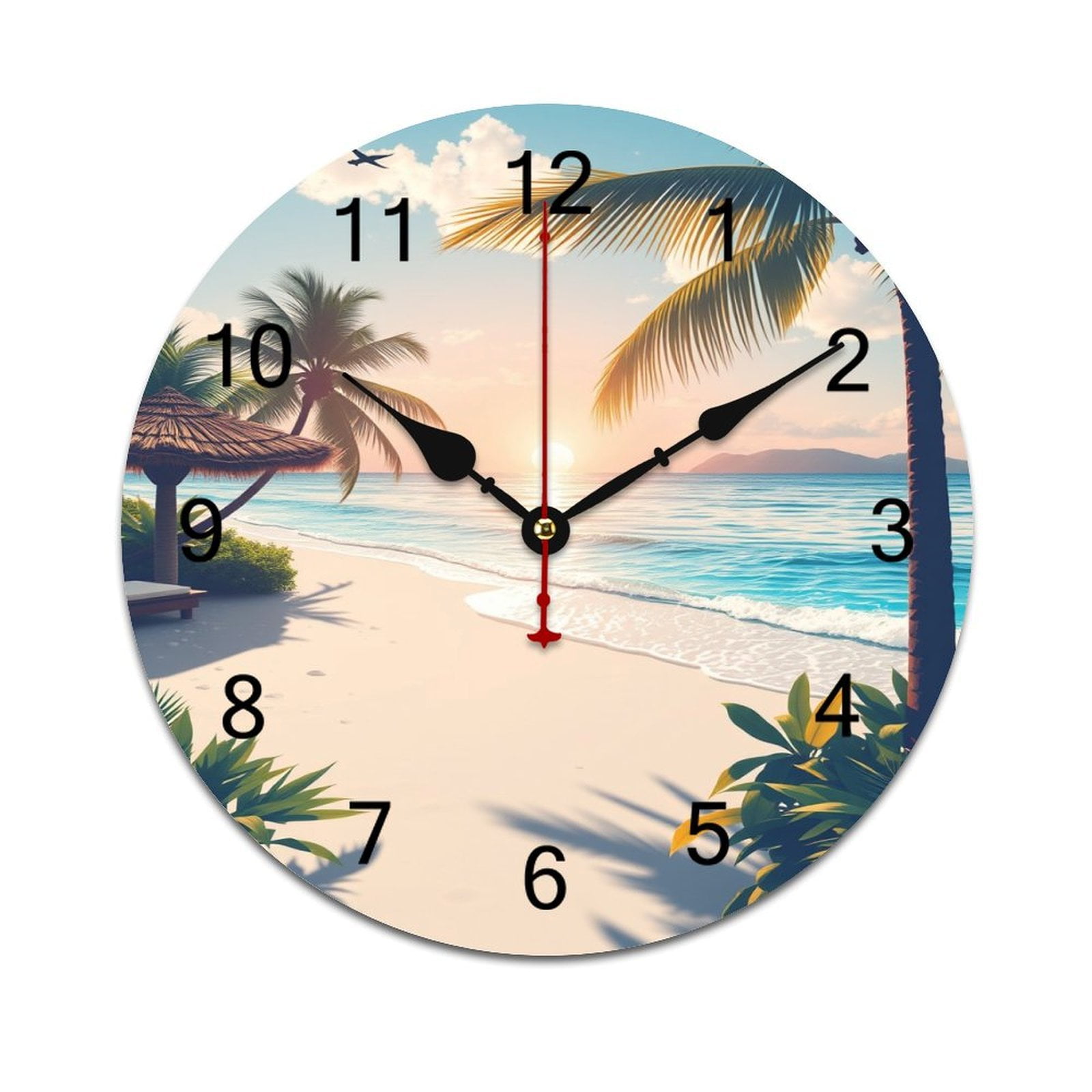 Bedroom Wall Clocks Tropical Beach Sunset Living Room Clocks Ornaments Living Room Study Mute ...