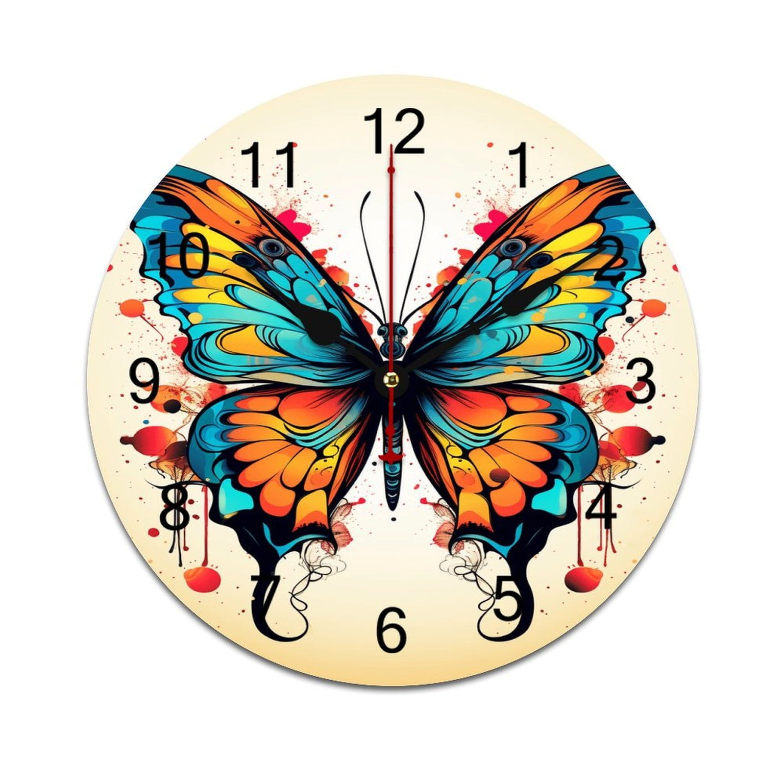 Bedroom Wall Clocks Watercolor Butterfly Living Room Clocks Ornaments ...