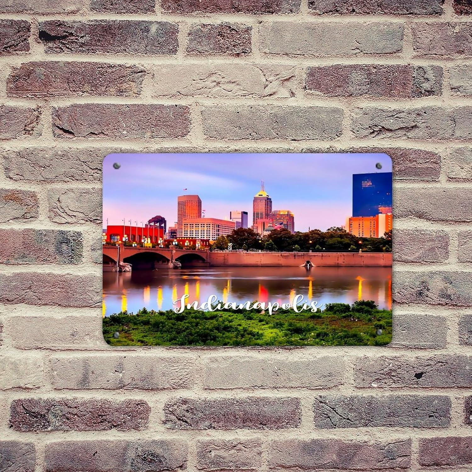 Bedroom Wall Decor Metal Signs Skyline Indianapolis City Landscape ...