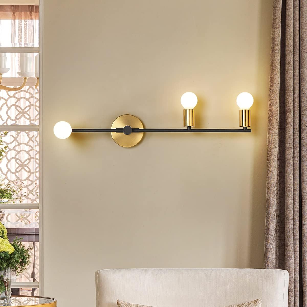 Bedroom Wall Sconces, 3 Lights Vintage Lighting, Modern Wall Mounted ...