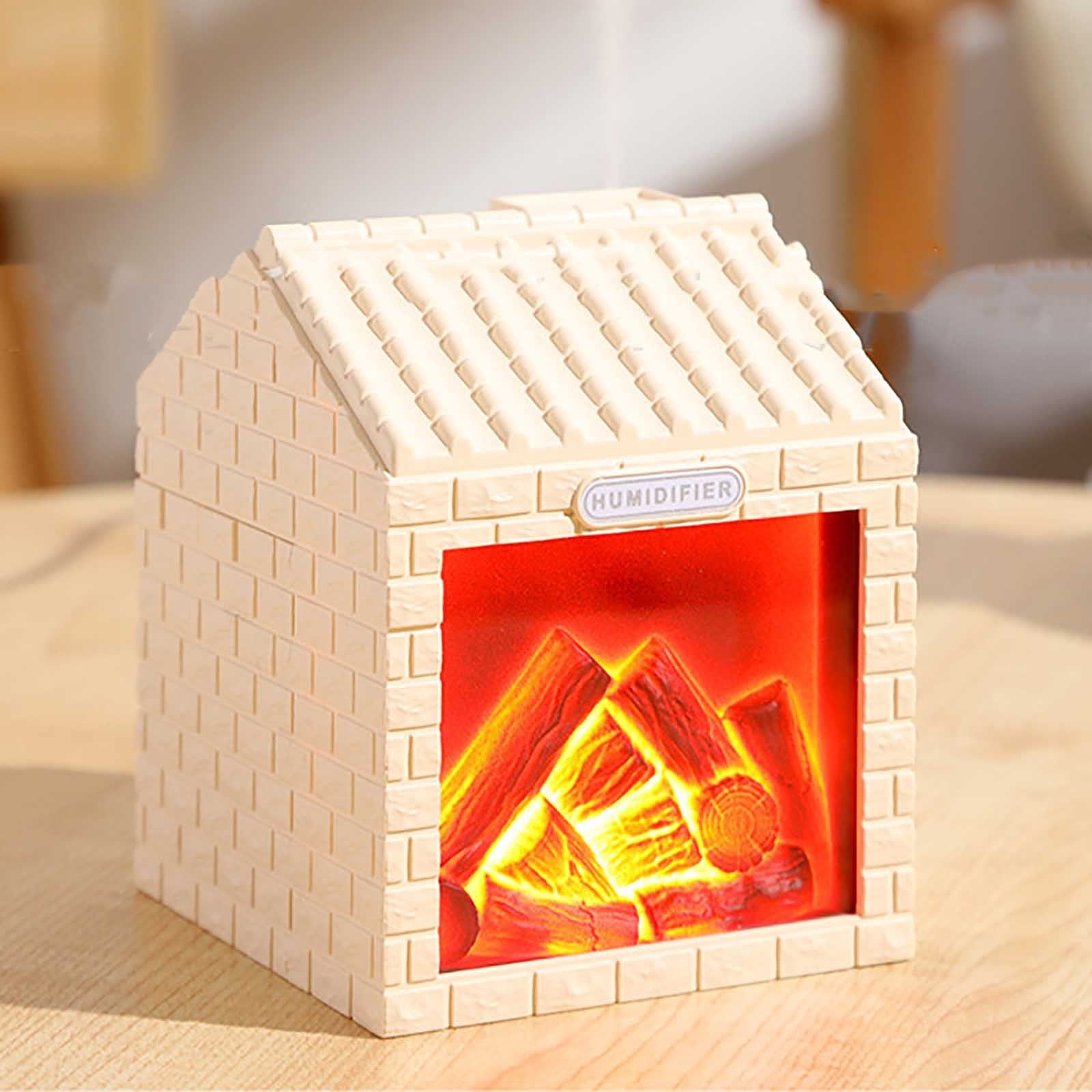 Bedroom Warm Light Humidifier with Simulated Charcoal Fireplace Effect ...