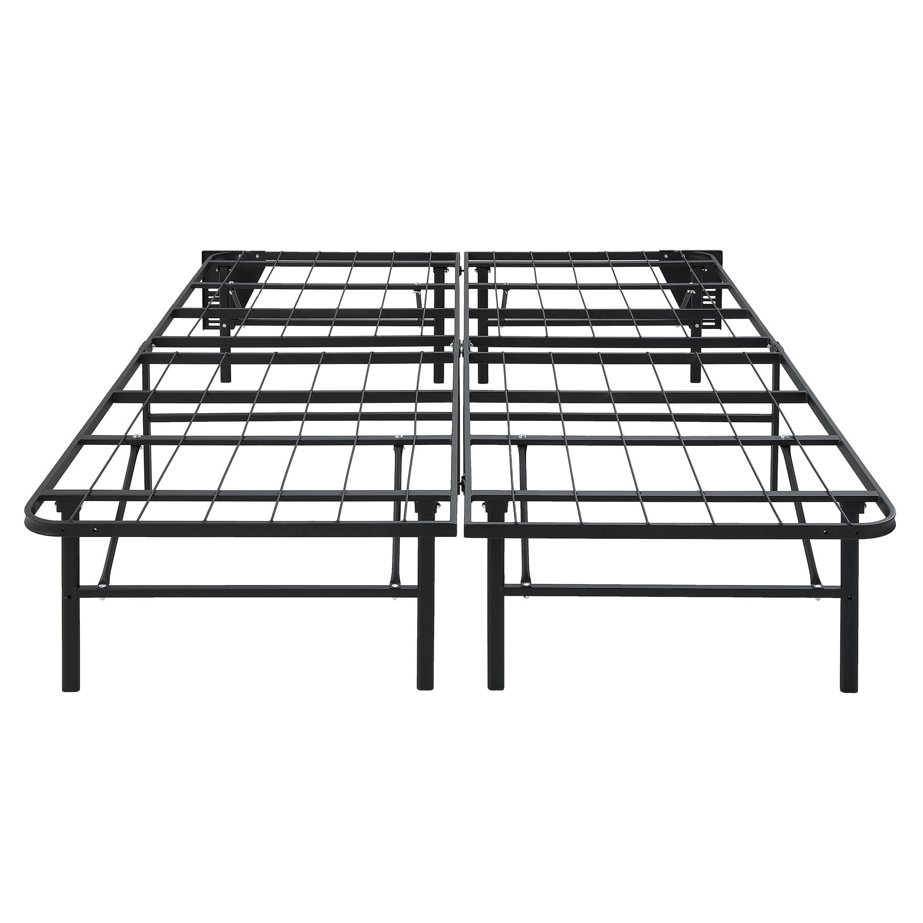 Bedroom black metal full size bed frame toolless setup foldable with ...