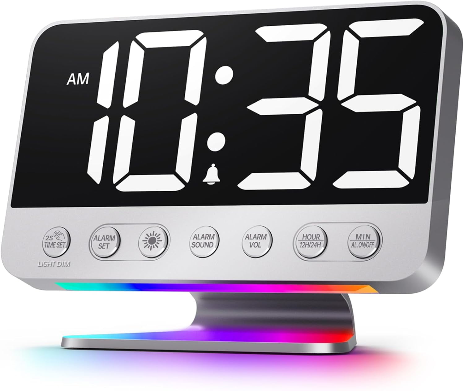 Bedroom digital alarm clock: Eye-catching large number 5 brightness ...