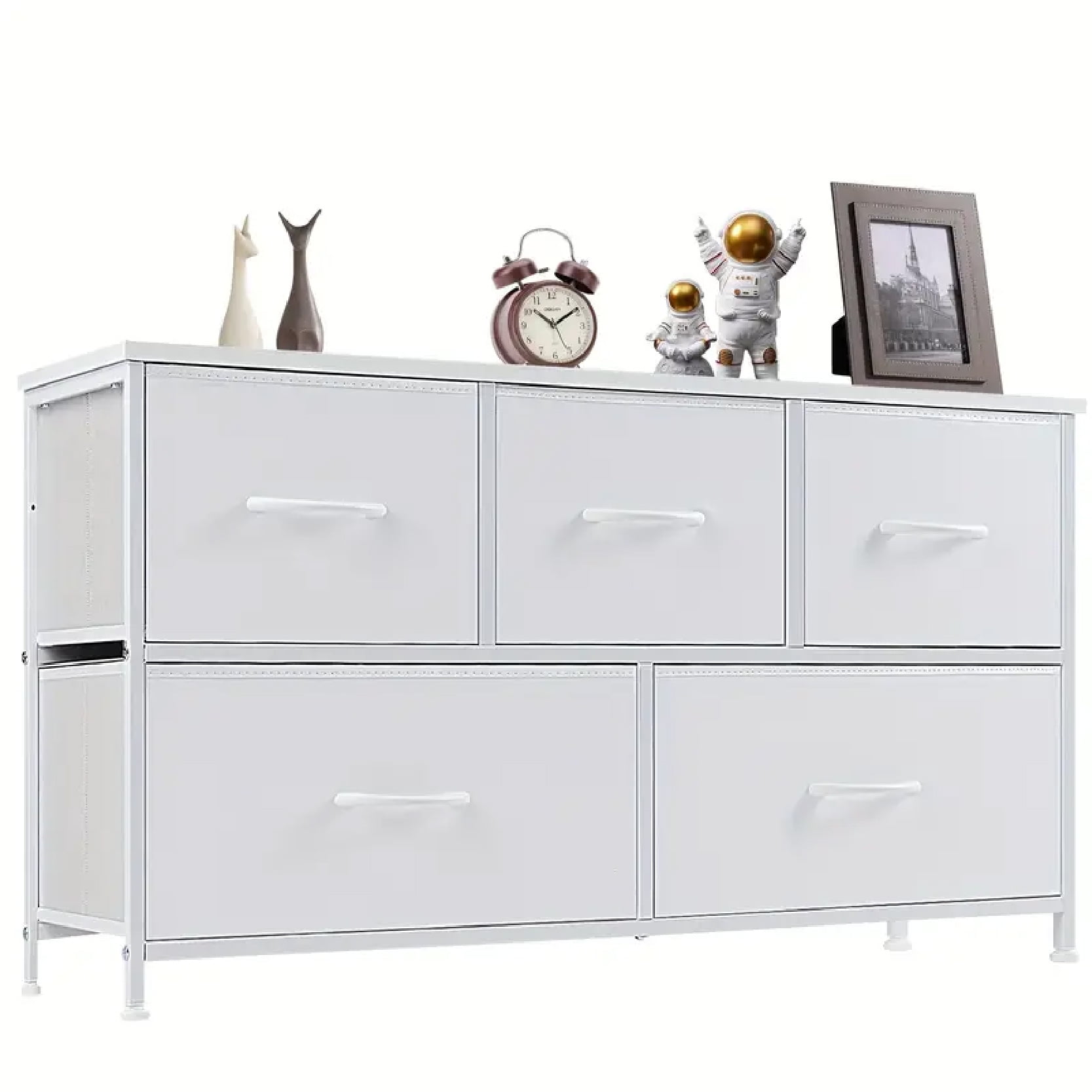 Bedroom dressing table with 5 drawers, wide drawer cabinet, fabric ...