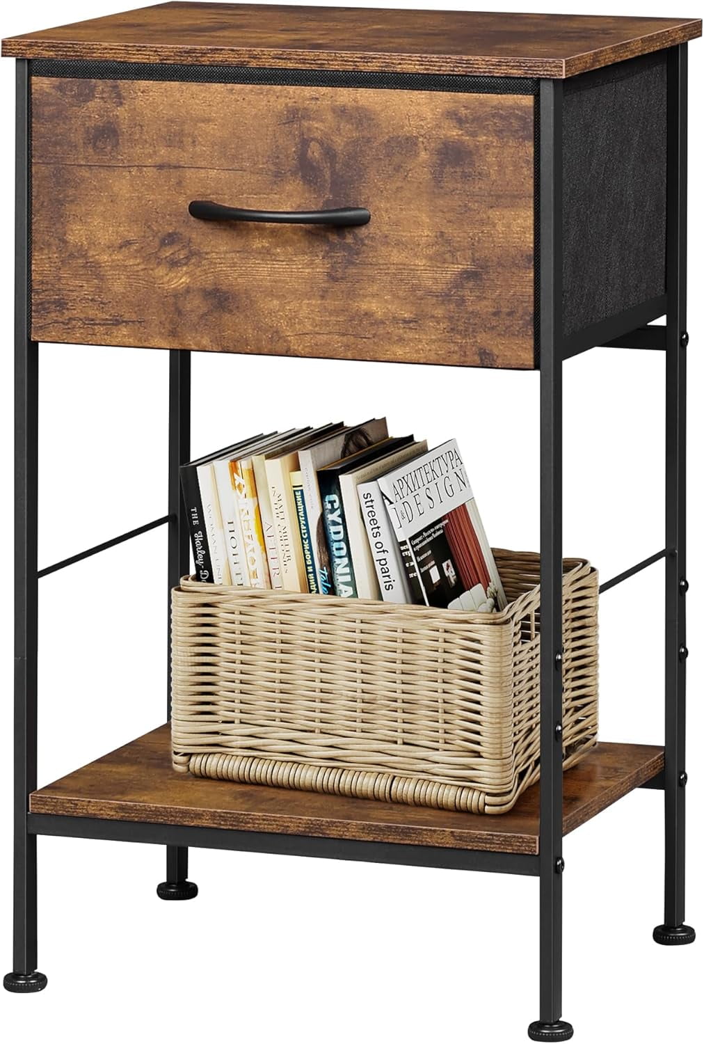 Bedroom nightstand, dormitory nightstand, steel frame nightstand with ...