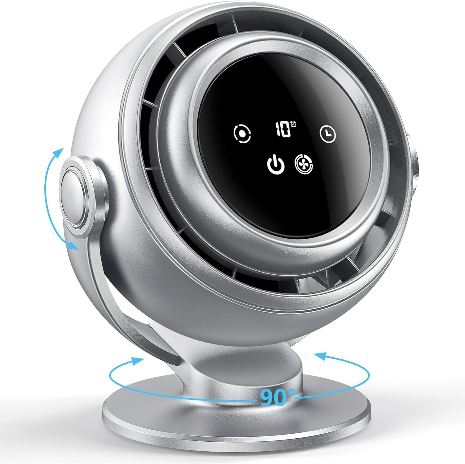 Bedroom table fan, 90° oscillating fan, 6000mAh rechargeable, 10 speed ...