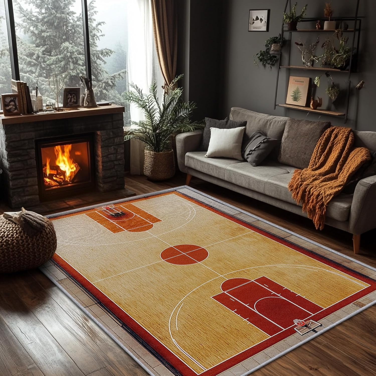 Bedroombasketball Rugs for Teen Boys, Basketball Court Area Rug, Sports ...