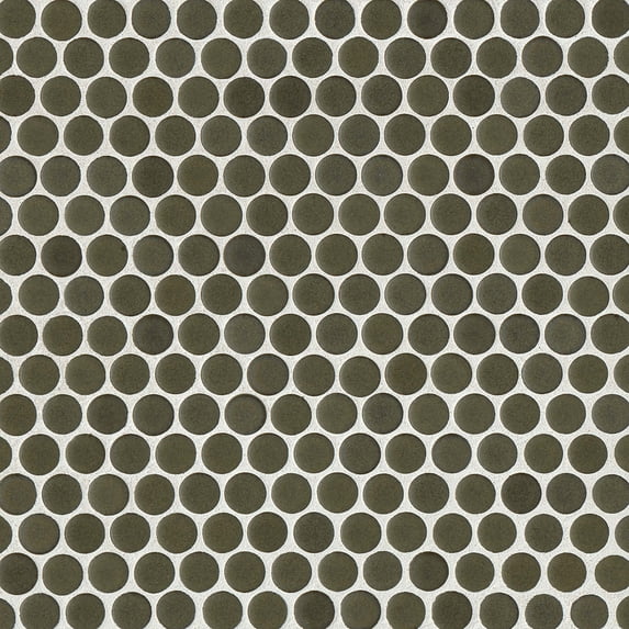 Bedrosians 360 Matte Penny Round Porcelain Mosaic Tile 12" x 12", Shale ...