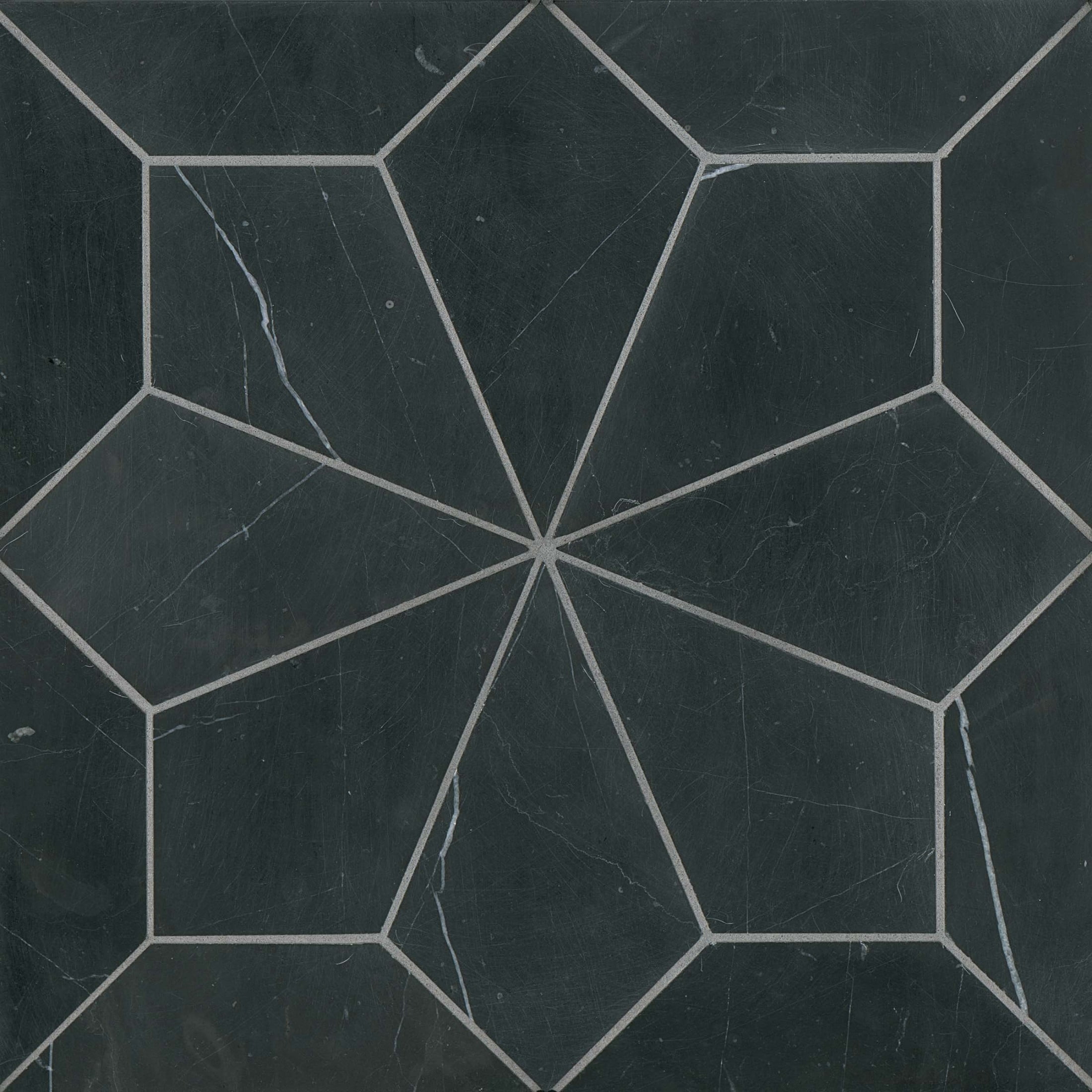Bedrosians Blomma Floral Honed Marble Mosaic 12 x 12, Nero (9.81 sq. ft ...