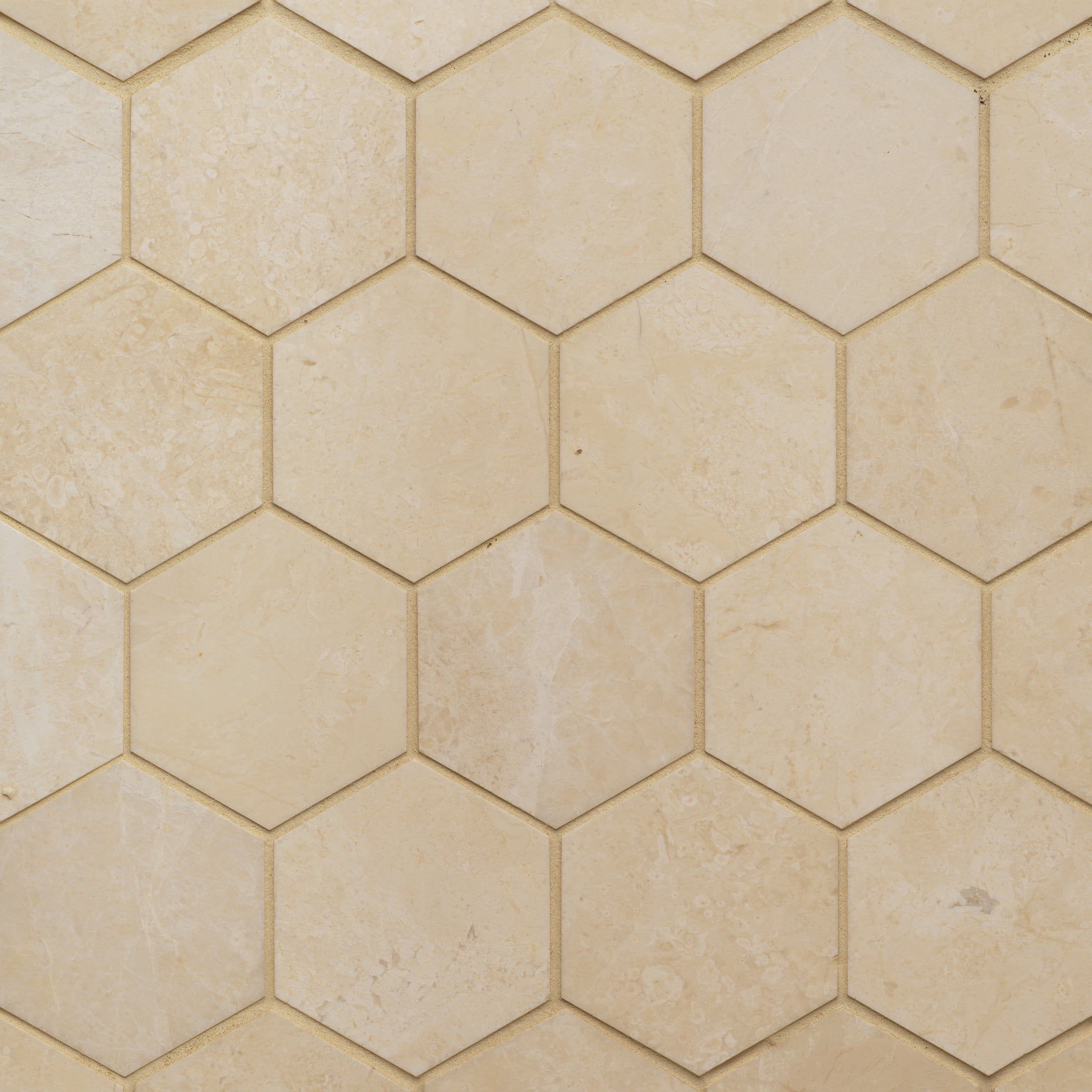 Bedrosians Caspian Bisque Hexagon Honed Marble Mosaic 11 x 12, Caspian ...