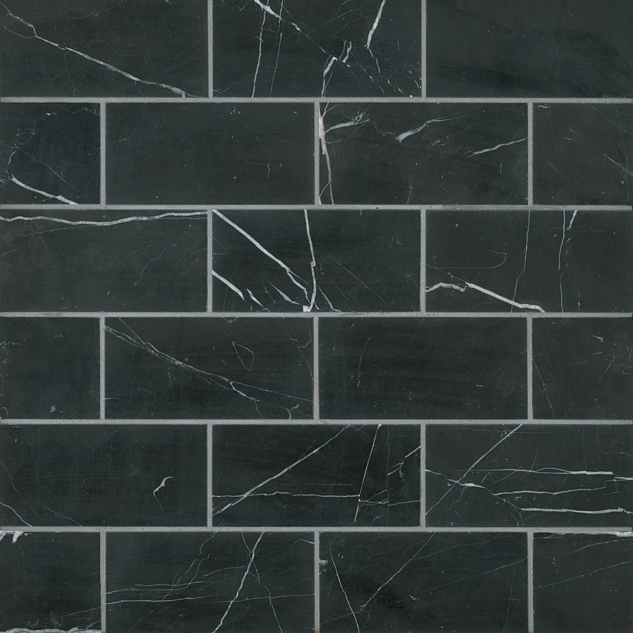 Bedrosians Ferrara Rectangle Honed Marble Tile 3 x 6, Nero (4.96 sq. ft ...