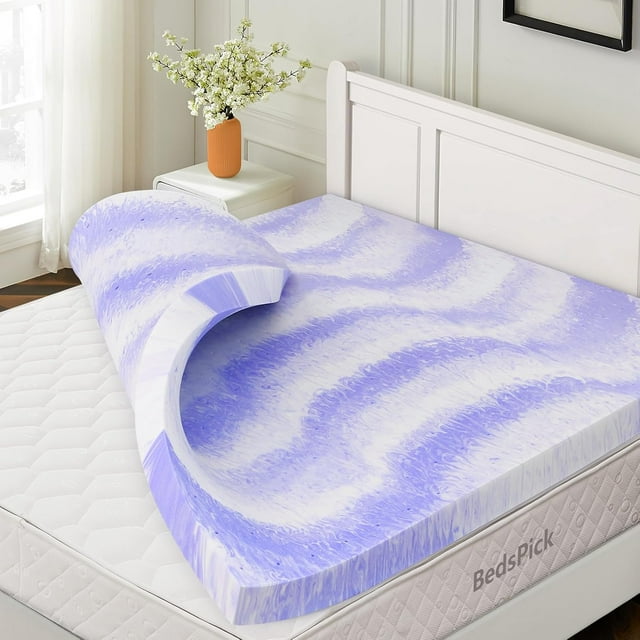 BedsPick 2 Inch Memory Foam Mattress Topper Full, Gel Infused Swirl ...