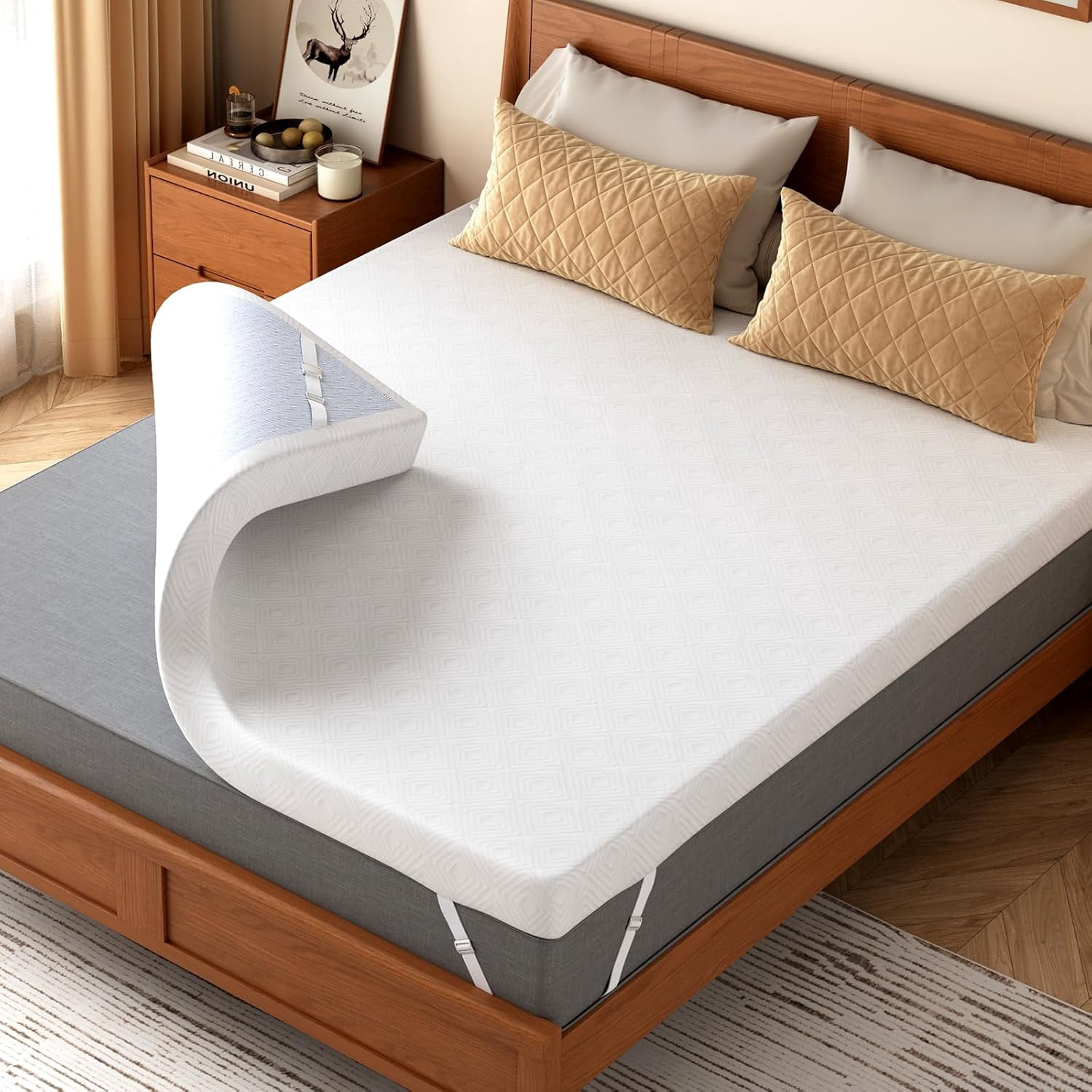 BedsPick Queen Mattress Topper, 3 Inch Cooling Gel Memory Foam Mattress ...