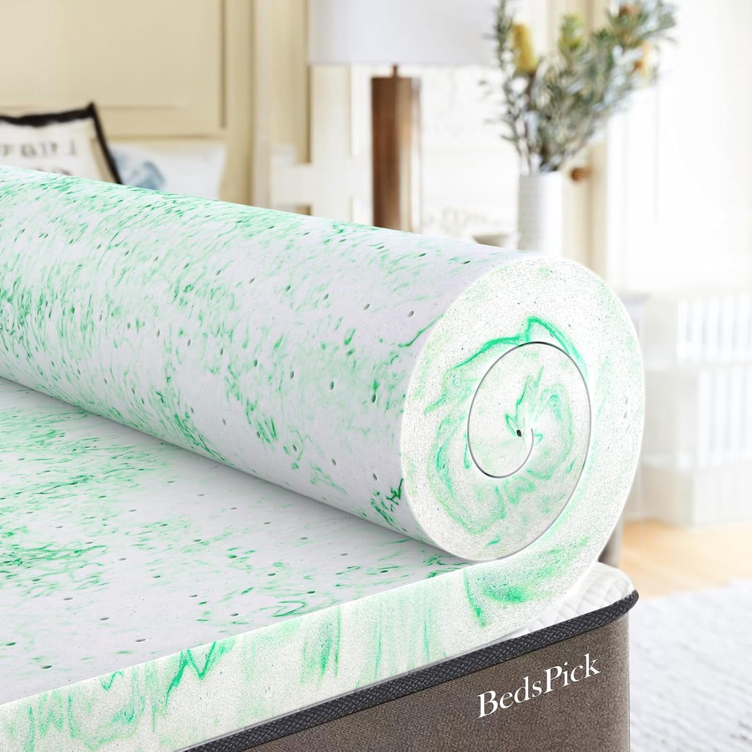 BedsPick Twin XL 3 Inch Memory Foam Mattress Topper Twin XL Bed, Gel ...