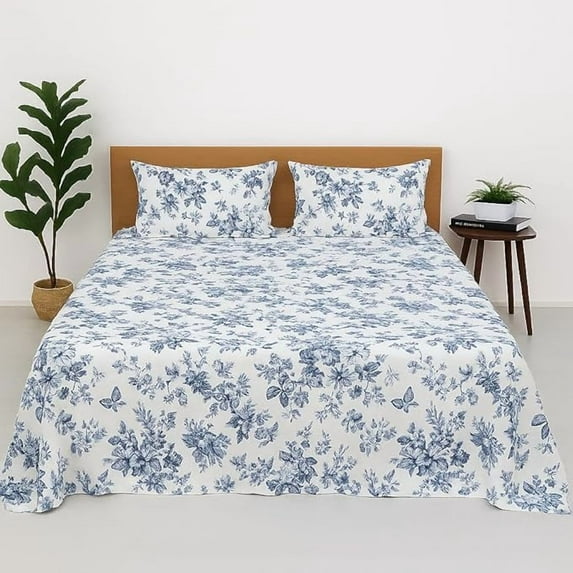 Bedsheet For King Bed With 2 Pillow Covers - King Size 108x108 Inch ...
