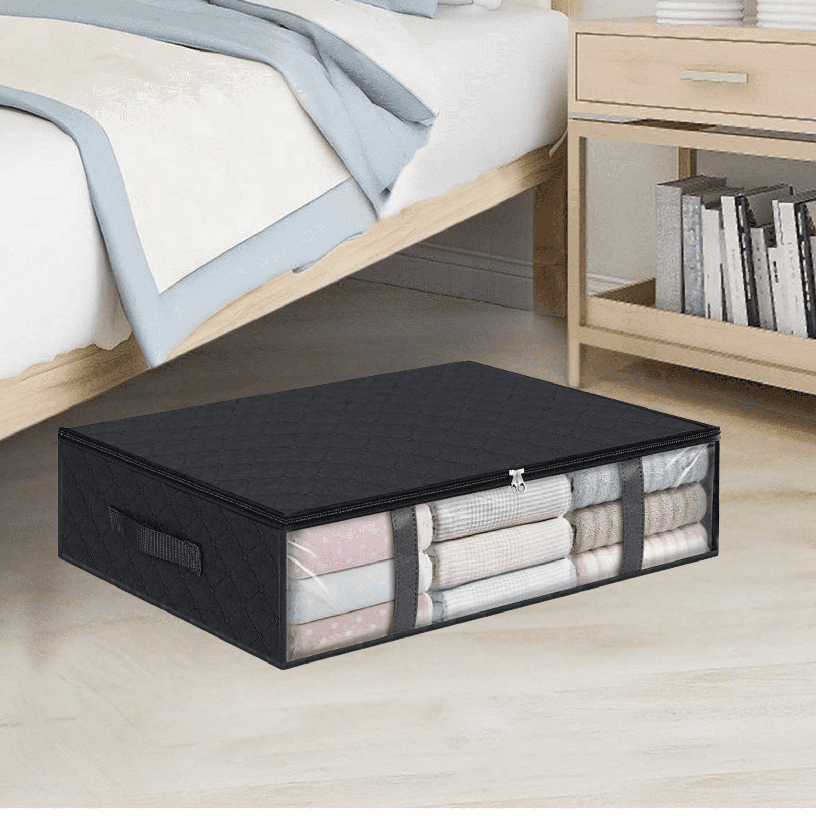 Bedsheet Organizers and Storage, Under Bed Storage Bags Sheet Storage Box, Room Organization for ...