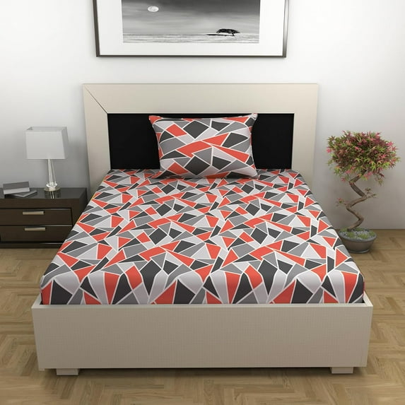 Bedsheet For Single Size Bed With 1 Pillow Cover - 57 X 87 Inches, Red ...