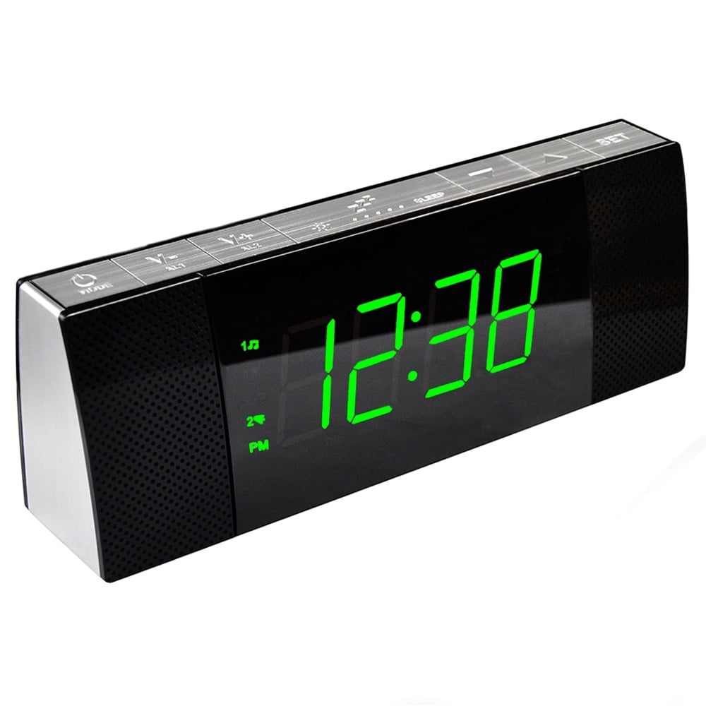 Bedside Alarm Clock Radio with Bluetooth Speaker, Dimmable Jade Green ...
