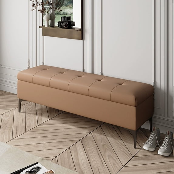Bedside Bench Entryway Ottoman with Storage Space,Tufted Modern Long ...