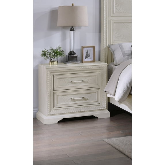 Bedside Cabinet | 2-Drawer Storage for Bedroom | Solid Wood with Veneer ...
