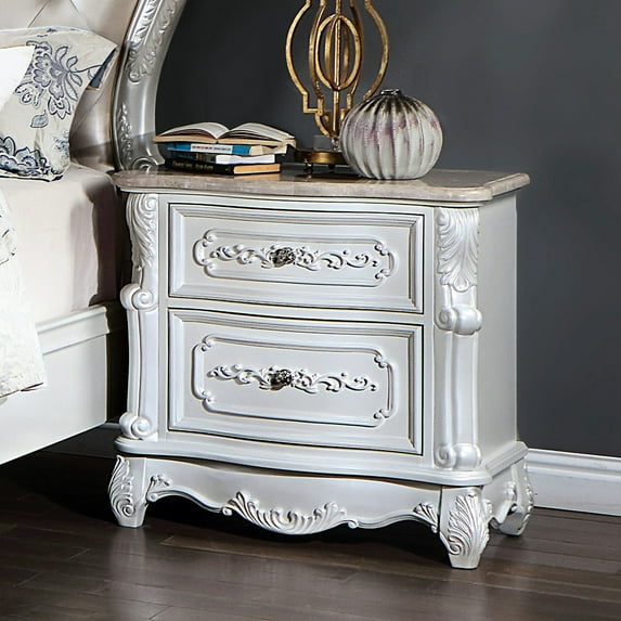 Bedside Cabinet | Traditional Bedroom Nightstand with 2 Drawers | Solid ...