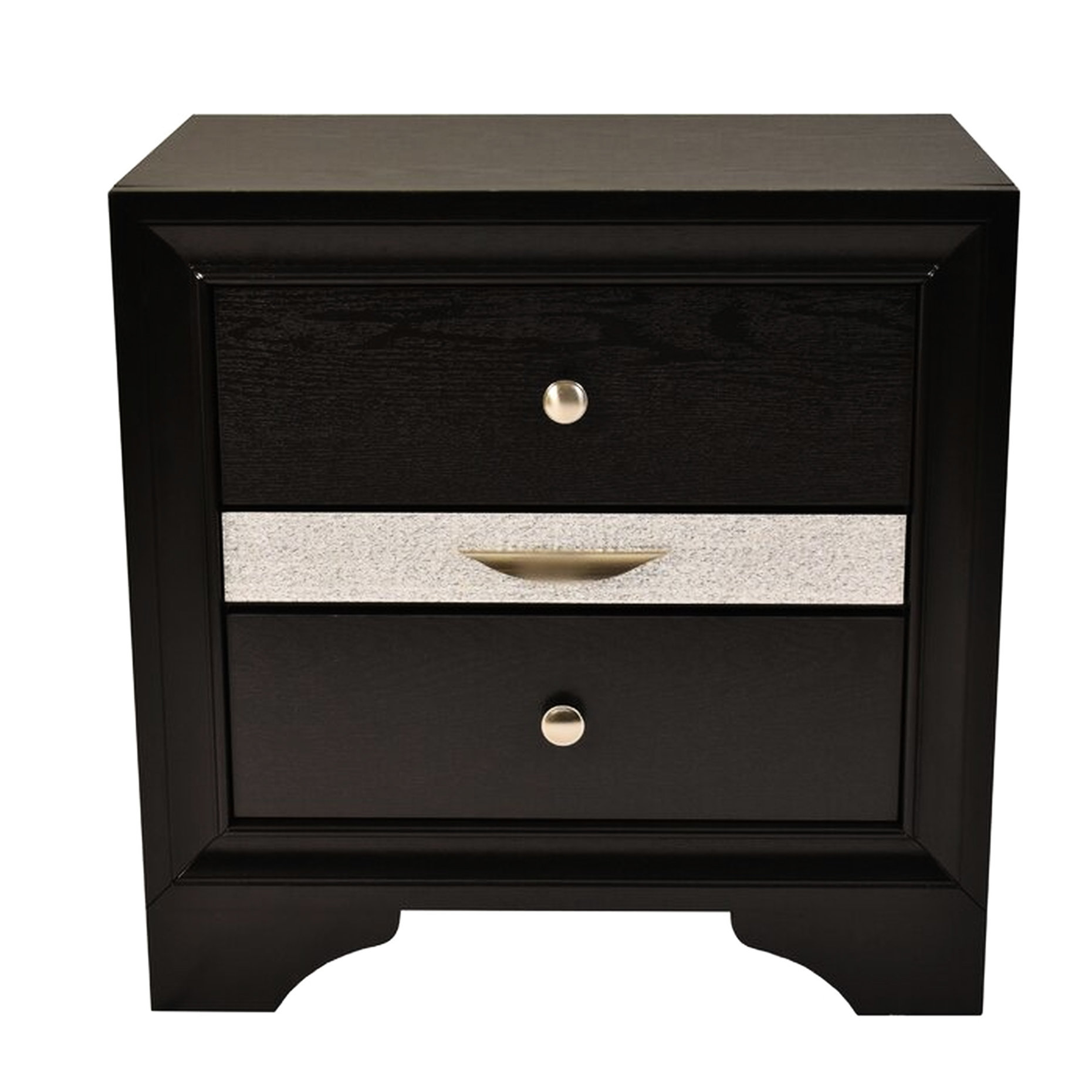 Bedside Cabinet in Traditional Style, 2 Drawers Black | Ideal for ...