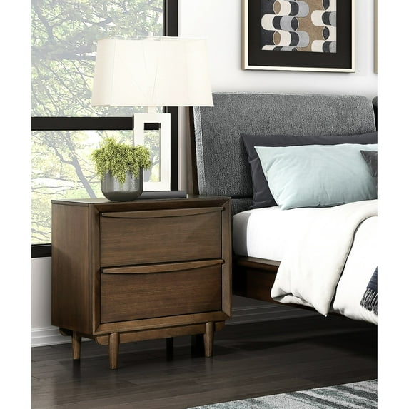 Bedside Cabinet for Modern Bedroom | Charge Devices While Sleeping | Made of Walnut Veneer and ...