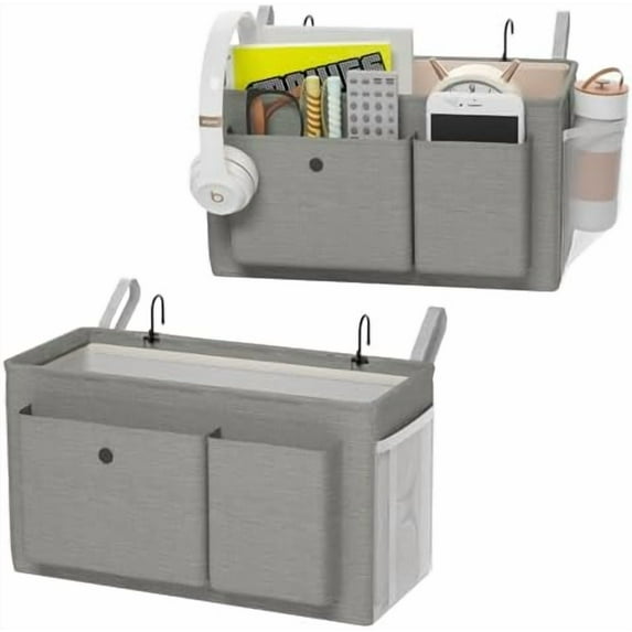 Bedside Caddy Bedside Organizer with Fixed Straps & Water Bottle Holder ...