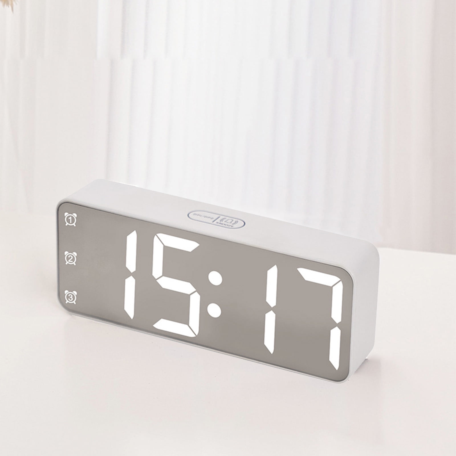 Bedside Clock Mirror Clock Multifunction Clock with Temperature Display ...