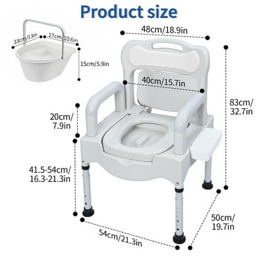 DMI 500 lb Capacity Portable Drop-Arm Bedside Commode, Adjustable Extra ...