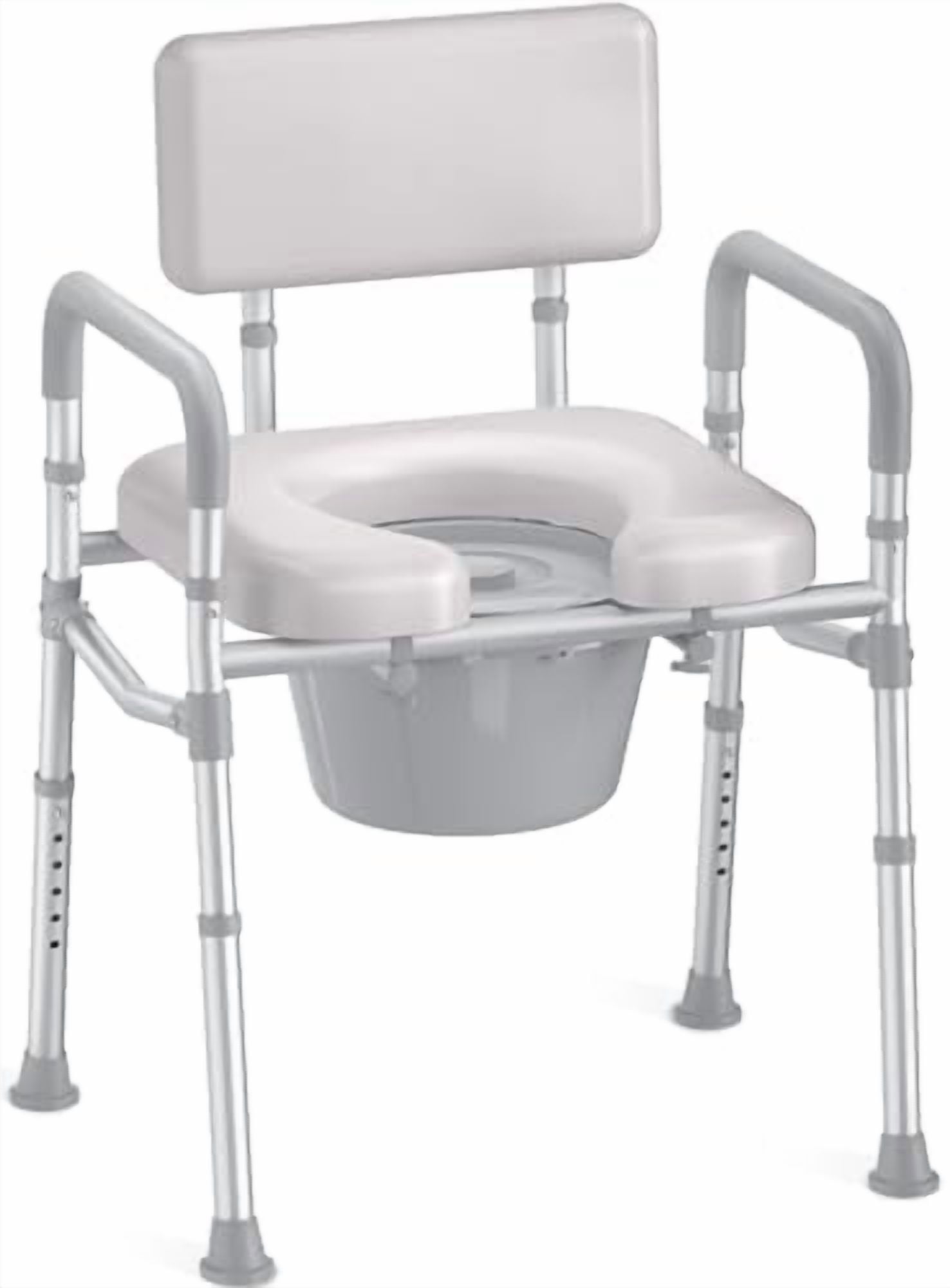 Bedside Commode with Padded Seat and Backrest, Aluminum Commode Toilet ...