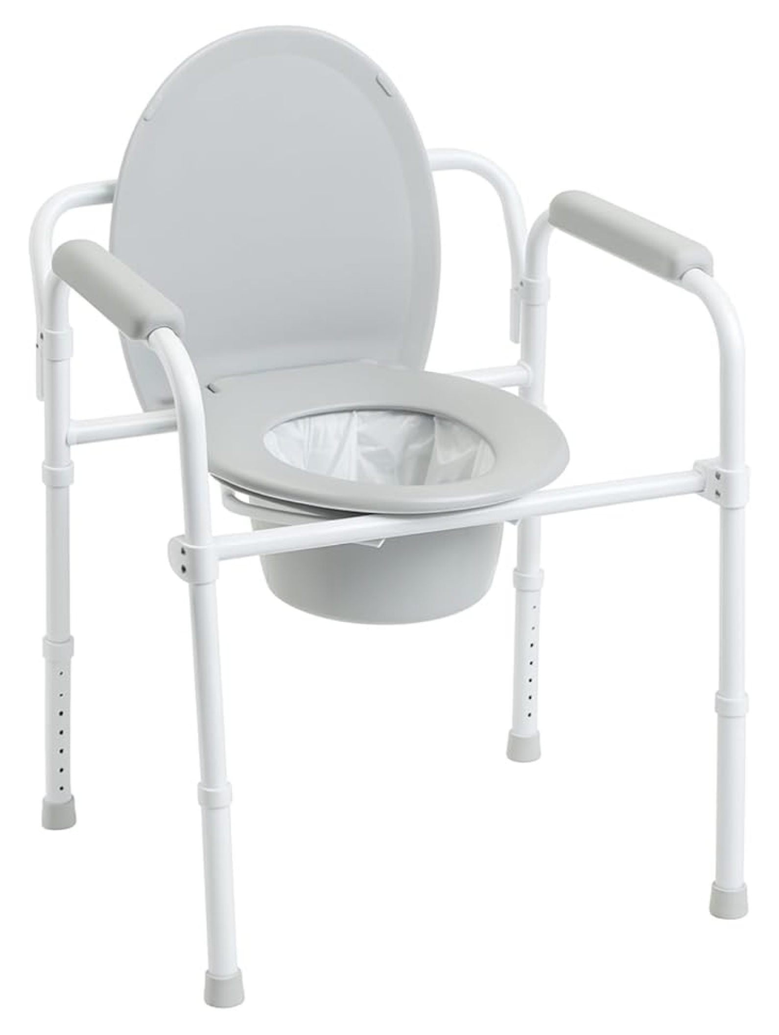 Bedside Commode Toilet Chair (Folding) - 350 lb Capacity, Safety Rail ...