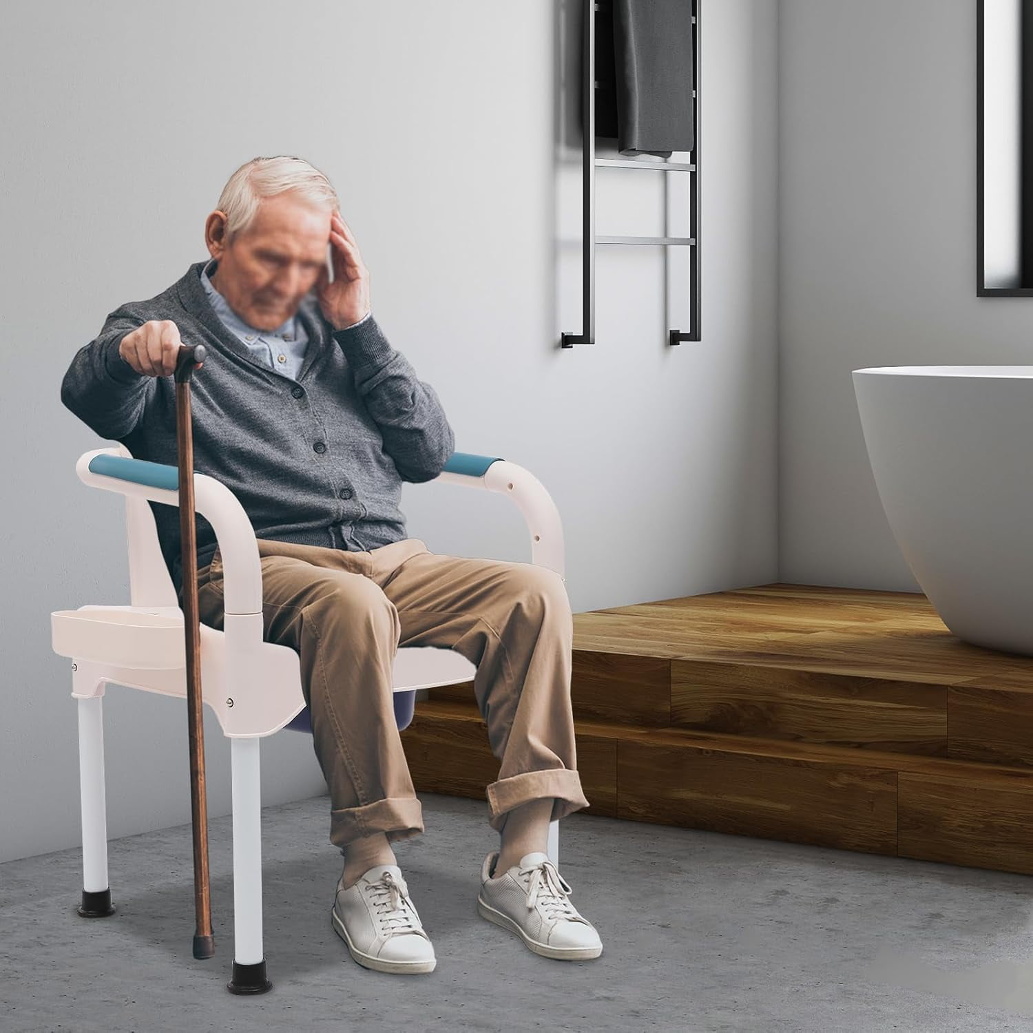 Bedside Commodes Chair, 220.46Lbs Capacity Bedside Toilet Portable ...