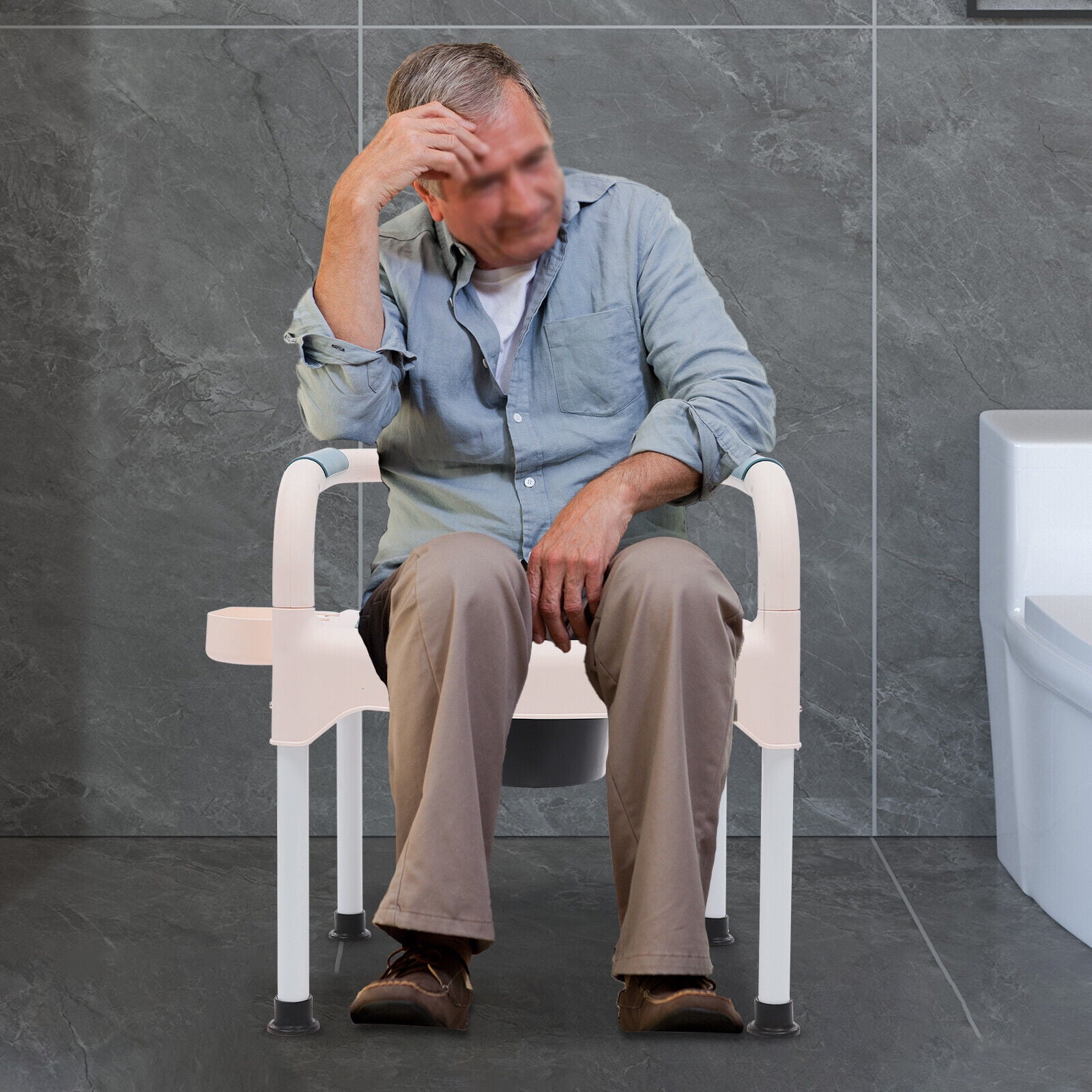 Bedside Commodes Chair Toilet Chair Commode Toilet W/Armrests Home ...