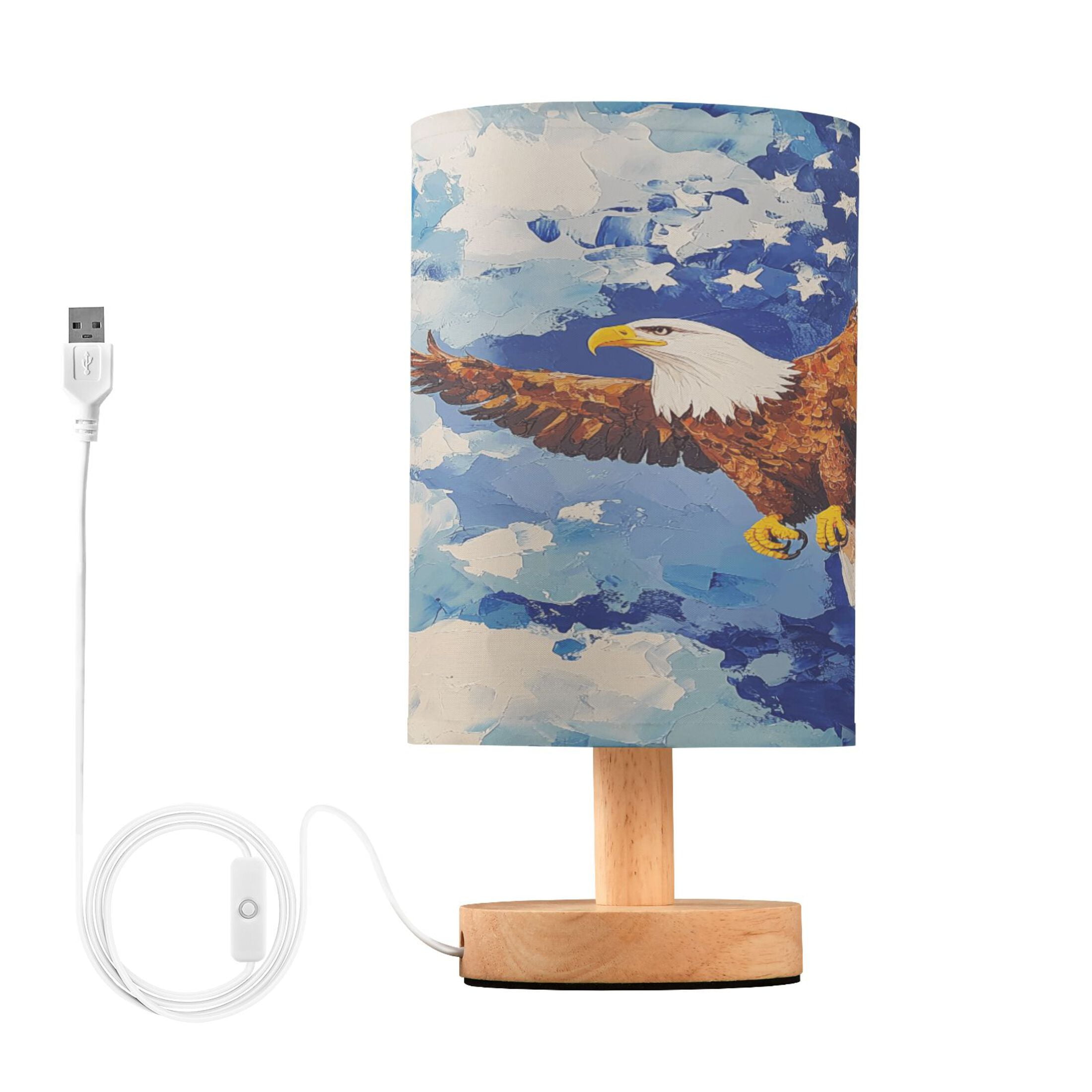Bedside Desk Lamp LED American Flag Eagle Clouds Table Nightstand Lamps ...