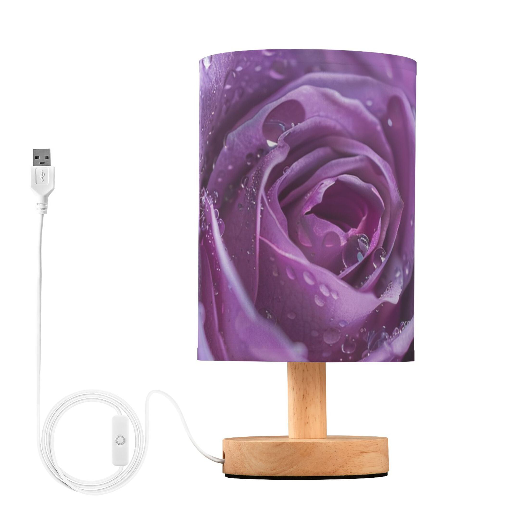 Bedside Desk Lamp LED Beautiful Rose with Dewdrops Table Nightstand ...