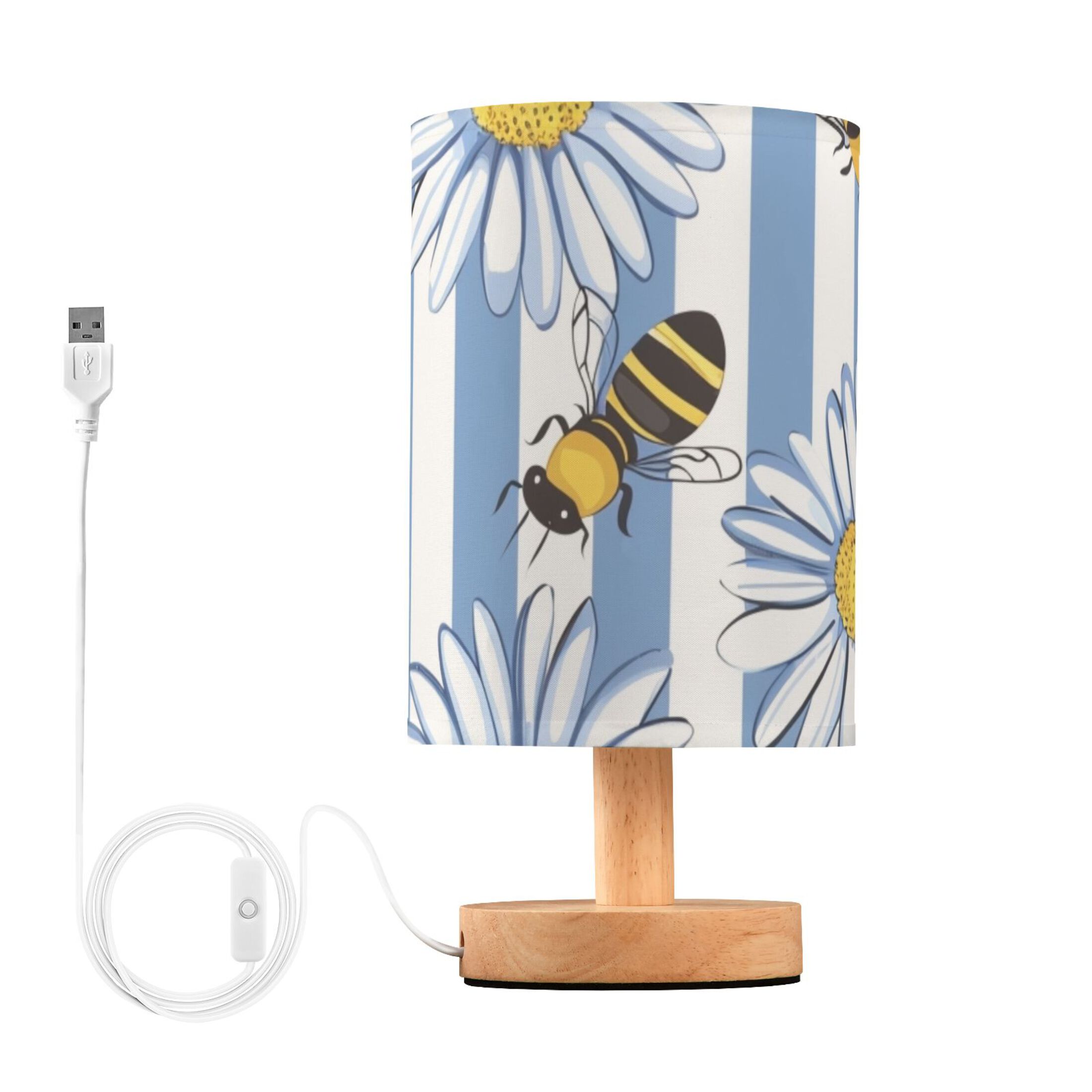 Bedside Desk Lamp LED Bee and Daisy Table Nightstand Lamps Warm Light ...