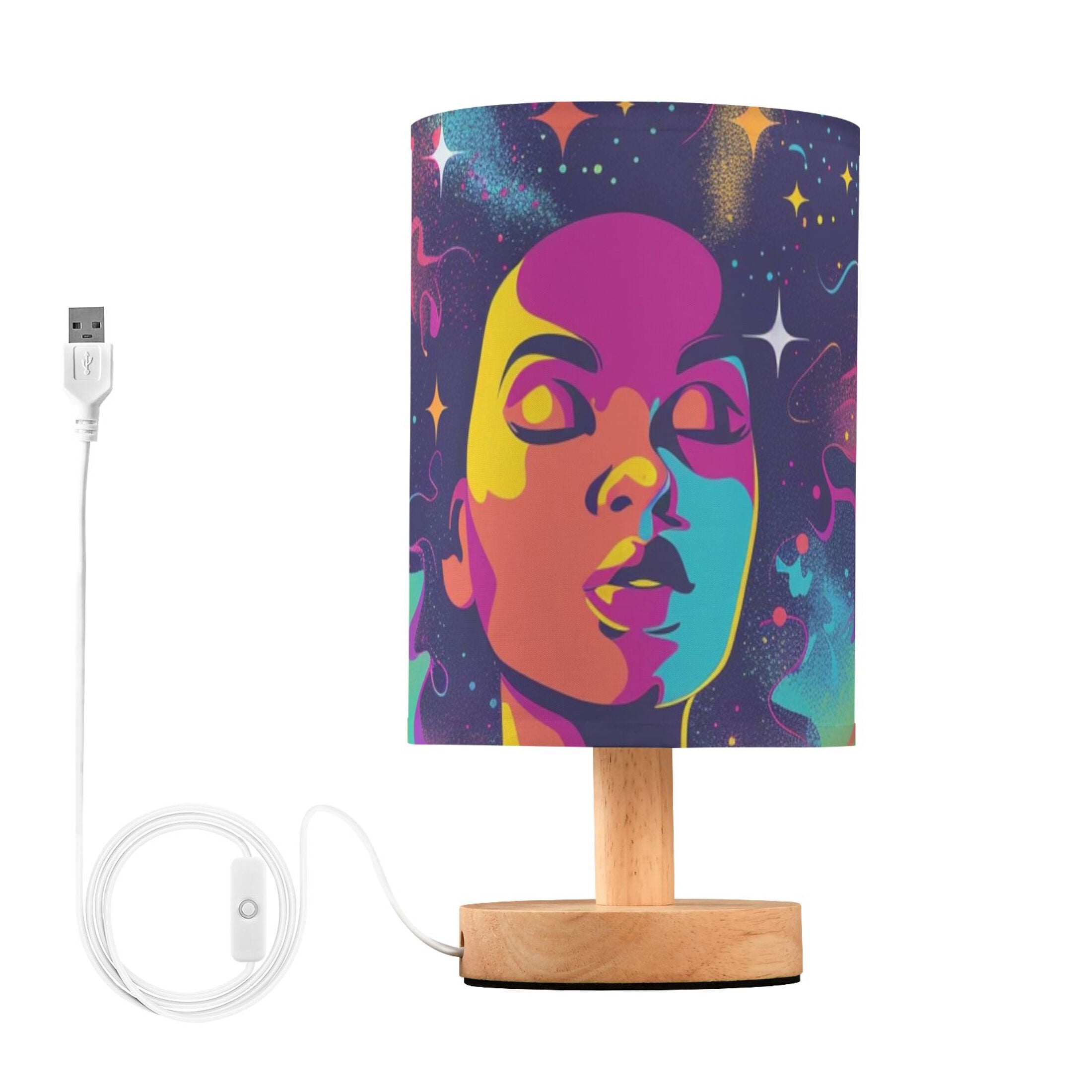 Bedside Desk Lamp LED Big Curly Hair Woman Table Nightstand Lamps Warm ...